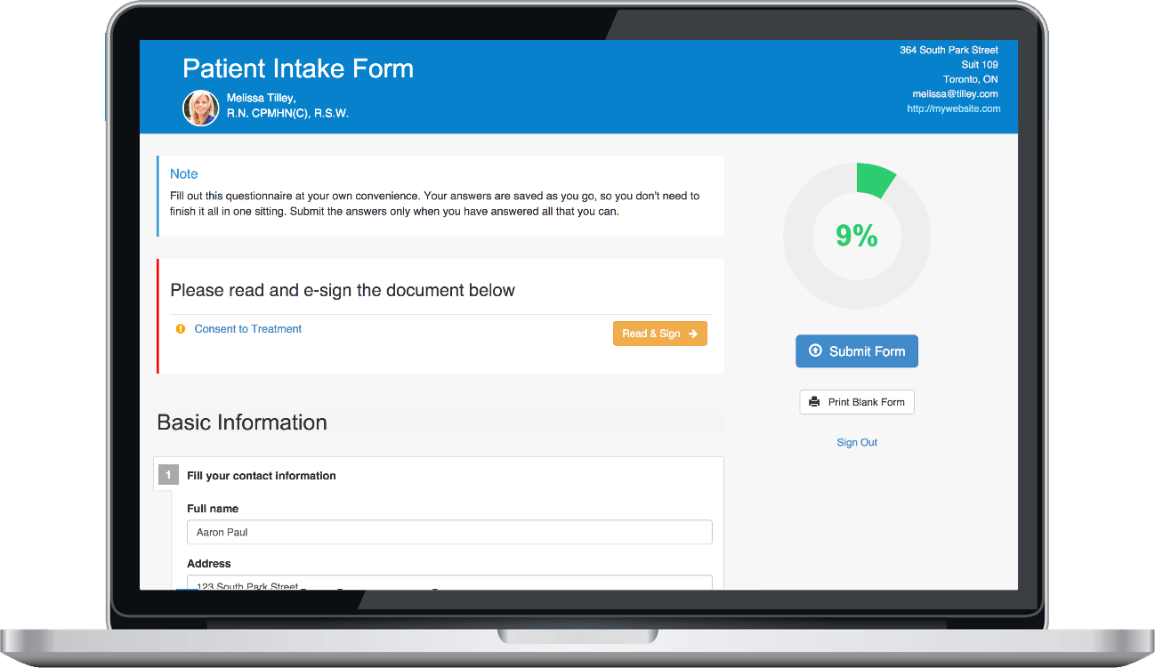 Online Intake Forms Features - IntakeQ